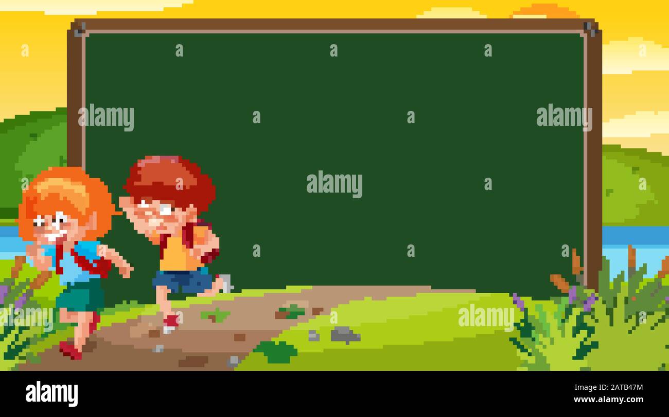 Frame design template with happy children in background illustration ...