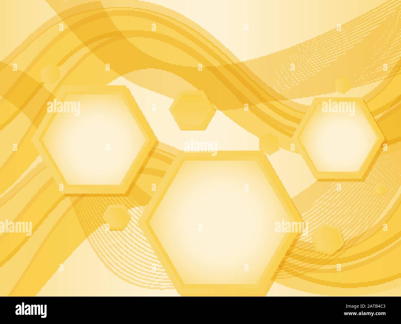 Background design with yellow hexagon patterns illustration Stock ...