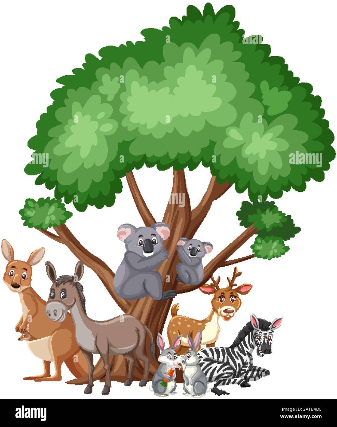 Different types of wild animals on white background illustration Stock ...