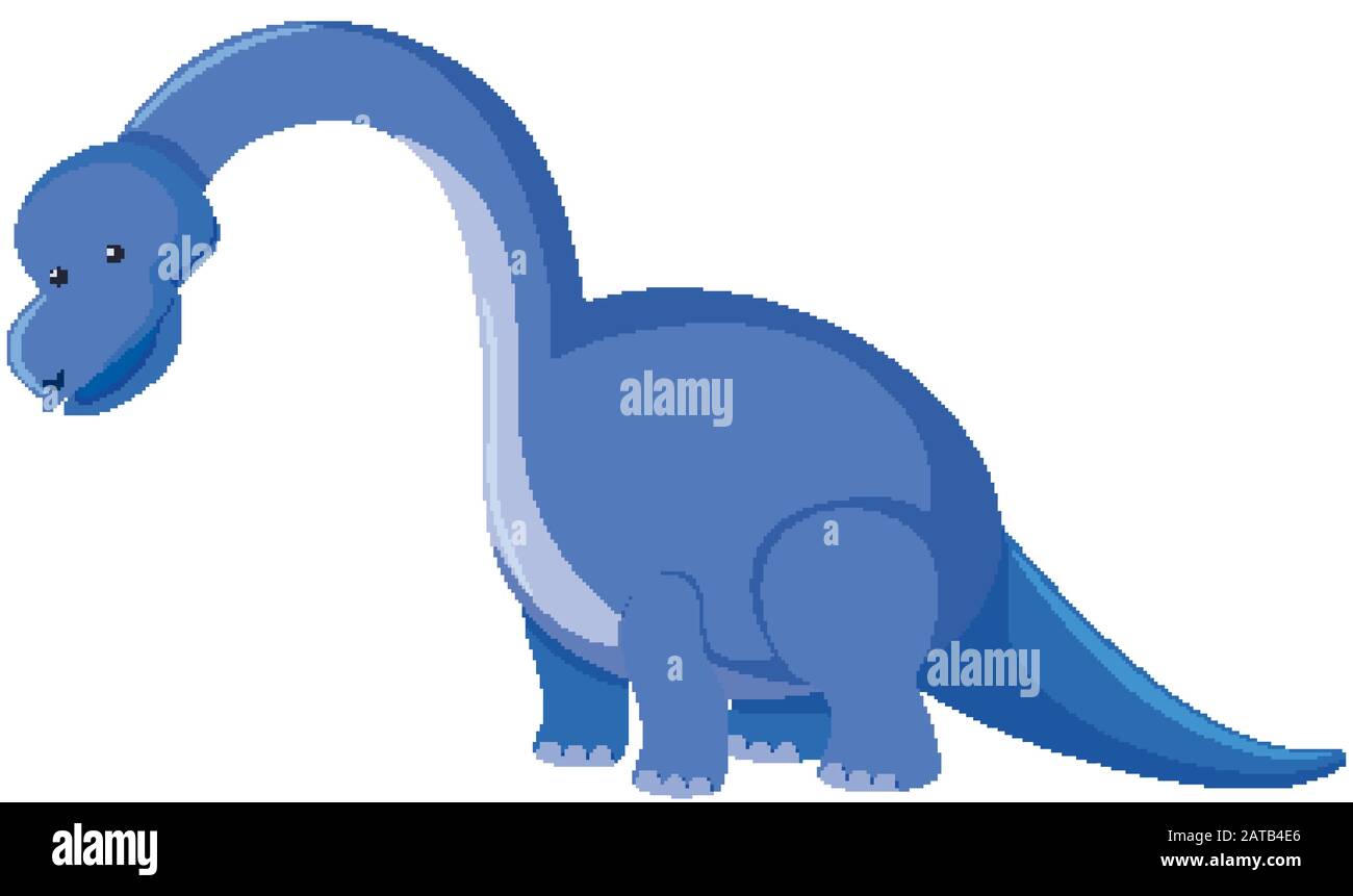 Single picture of brachiosaurus in blue color illustration Stock Vector ...