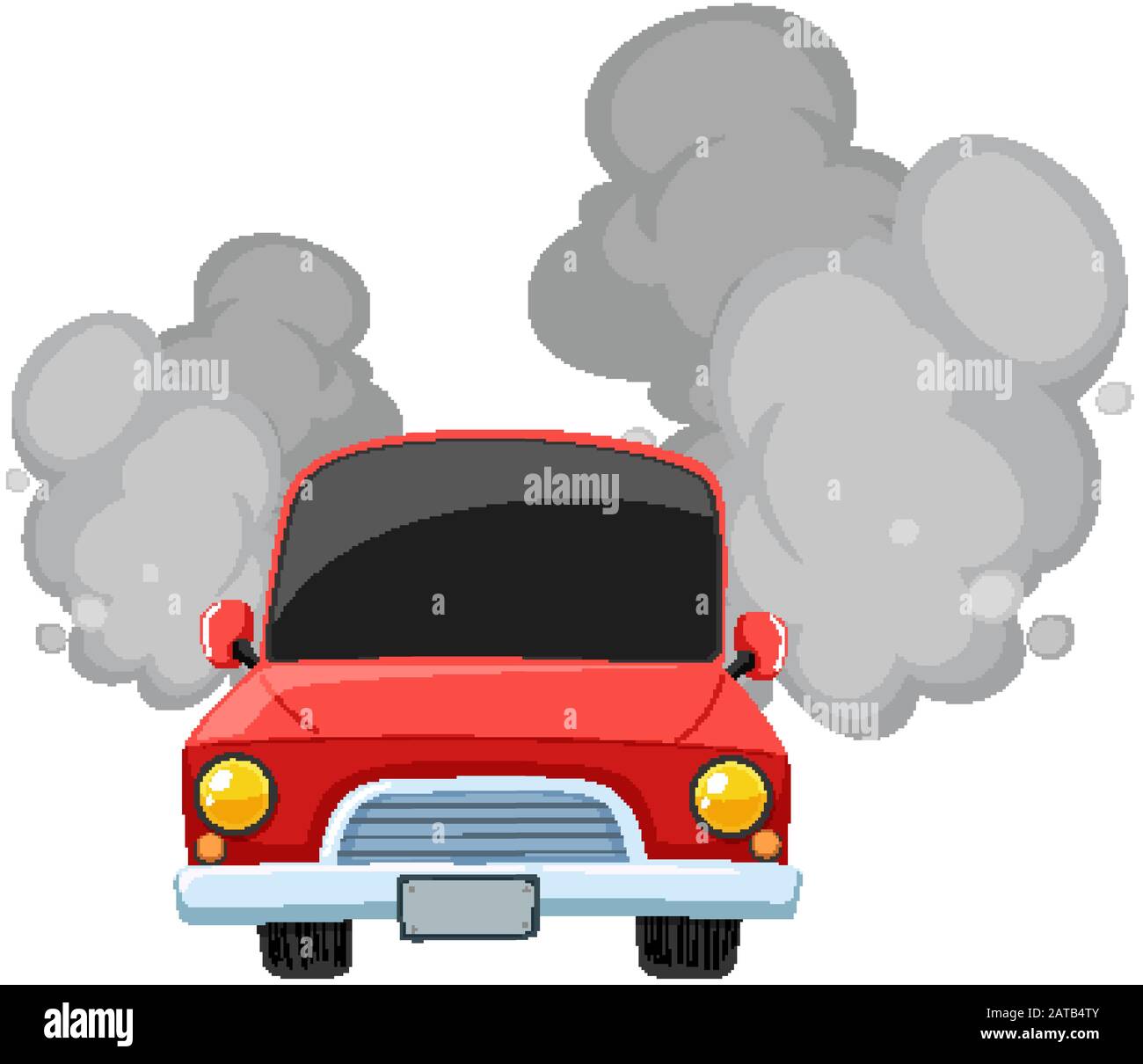 Red car making dirty smoke on white background illustration Stock ...