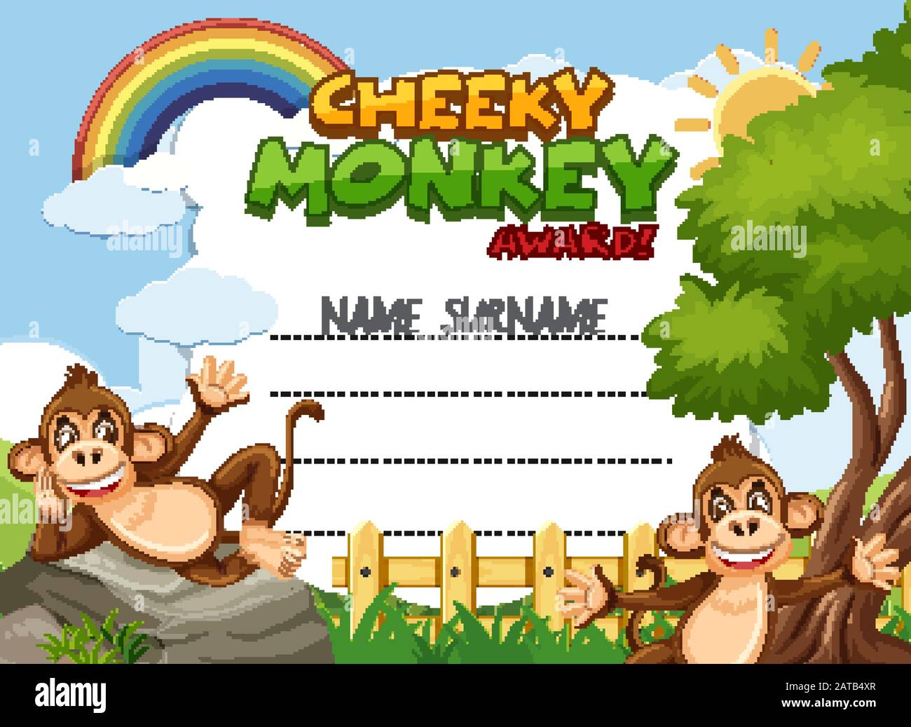 Certificate template for cheeky award with monkeys in background ...