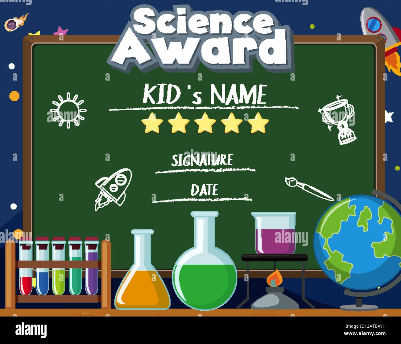 Certificate template for science award with many equipments in ...
