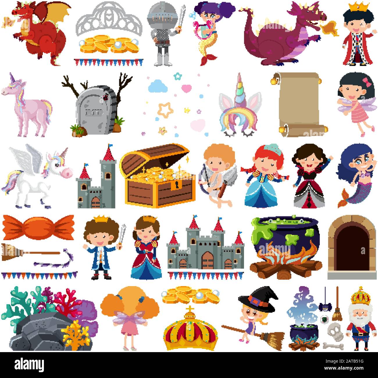 Set of isolated objects theme fairytale illustration Stock Vector Image ...