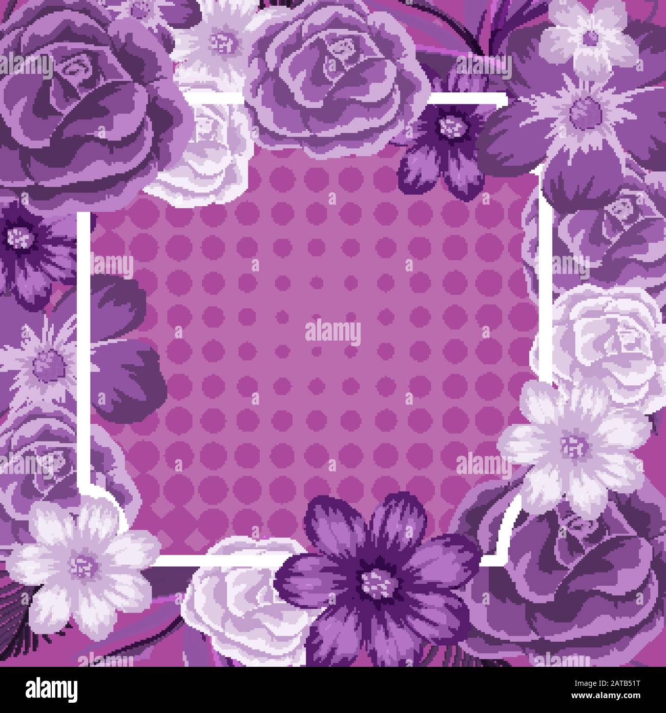 Frame template design with purple flowers illustration Stock Vector ...