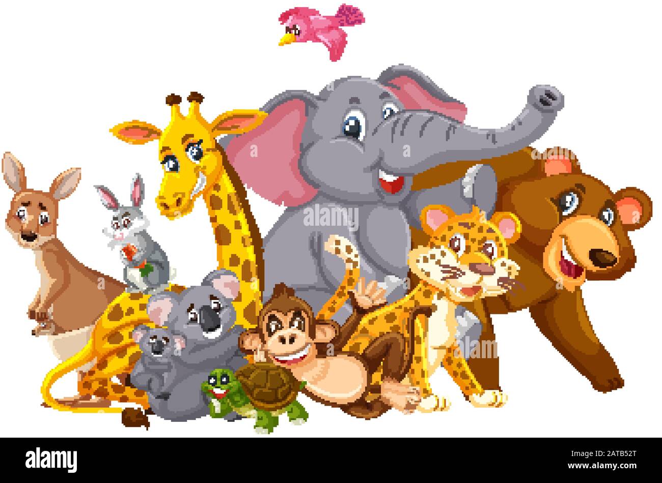 Many wild animals on white background illustration Stock Vector Image ...