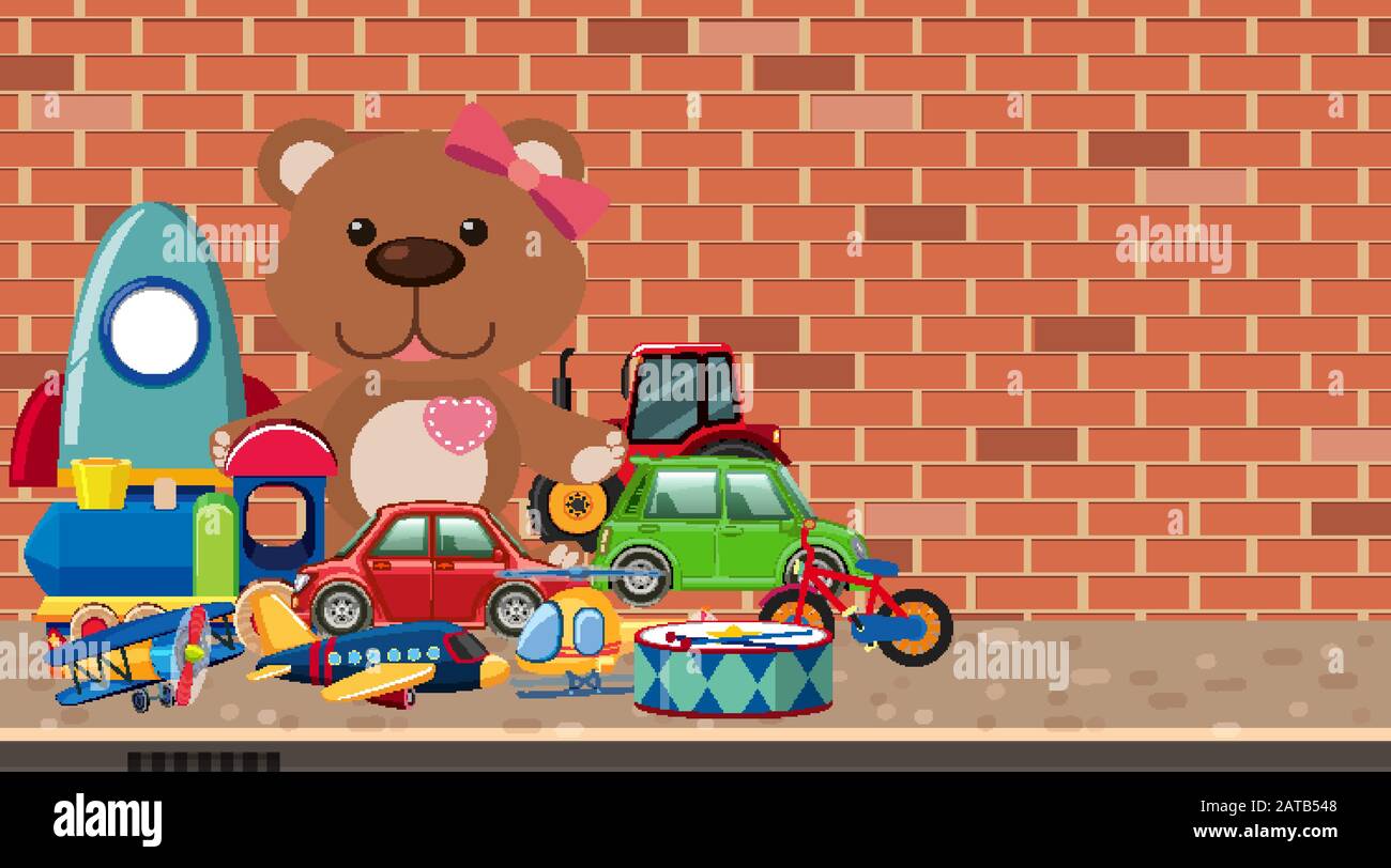 Many toys on the ground illustration Stock Vector Image & Art - Alamy