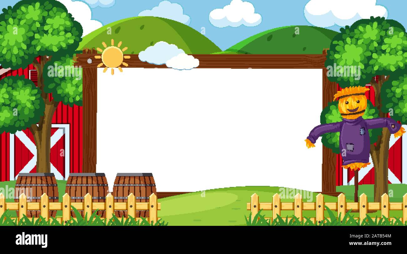 Border template with farm in background illustration Stock Vector Image ...