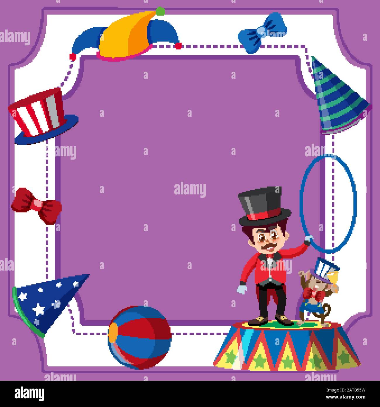 Frame template with ring master and monkey illustration Stock Vector ...
