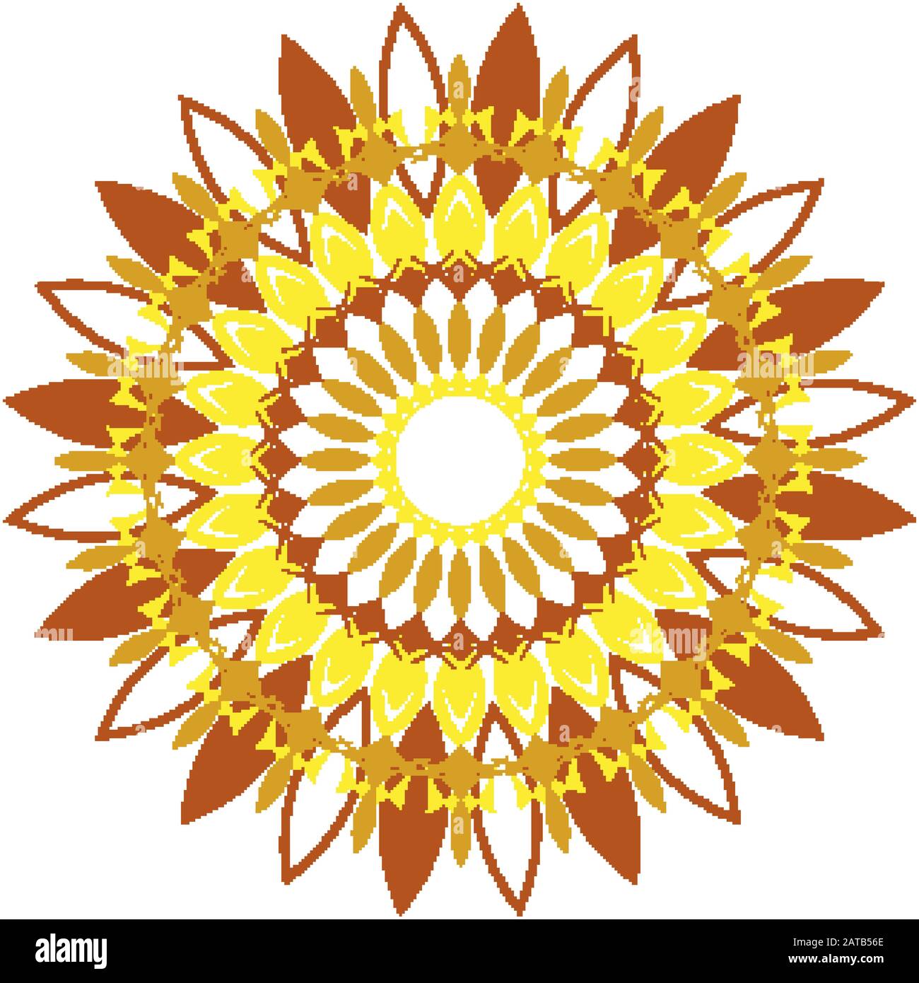 Mandala pattern design in yellow and brown color illustration Stock ...