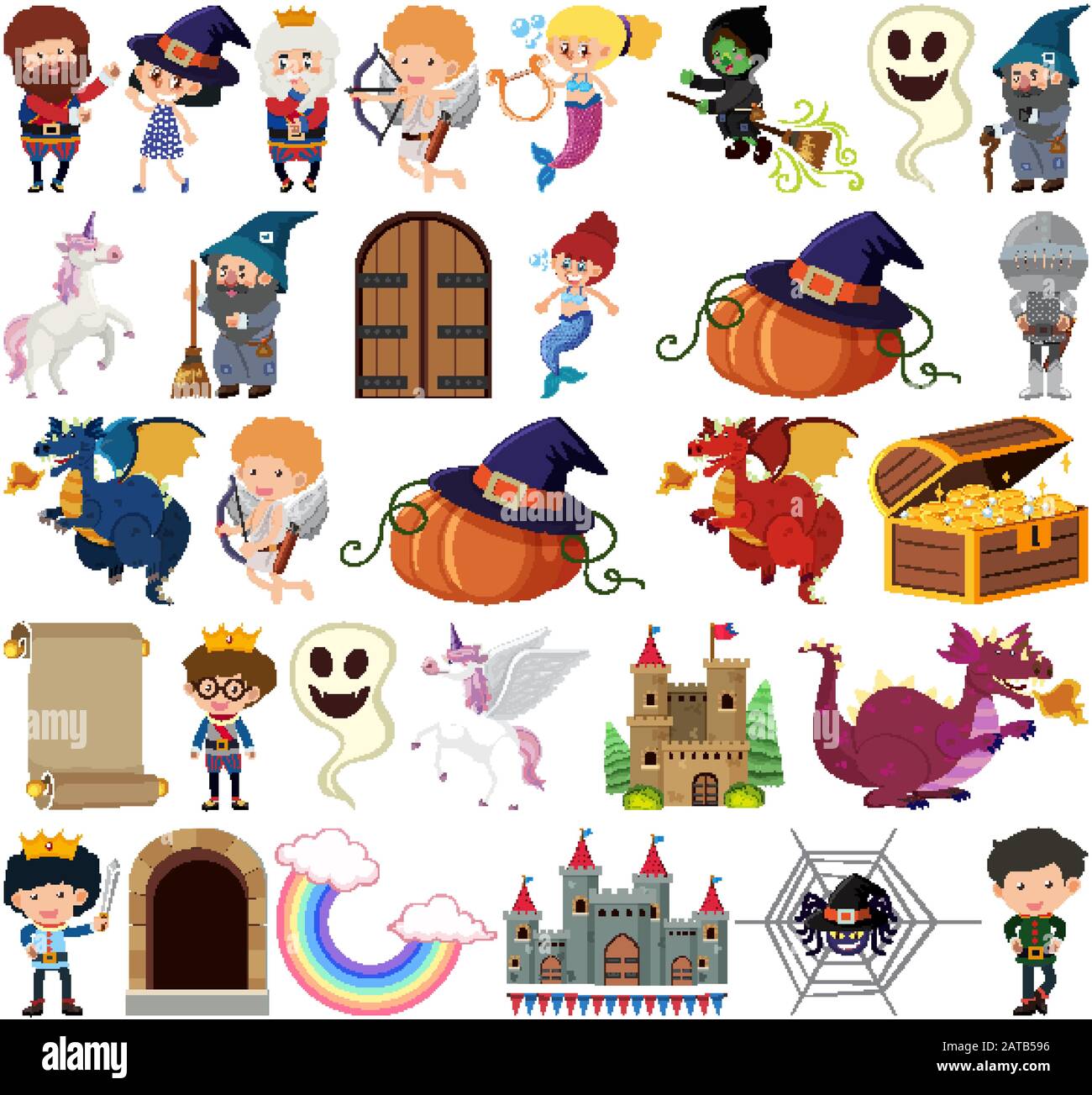 Set of isolated objects theme fairytale illustration Stock Vector Image ...