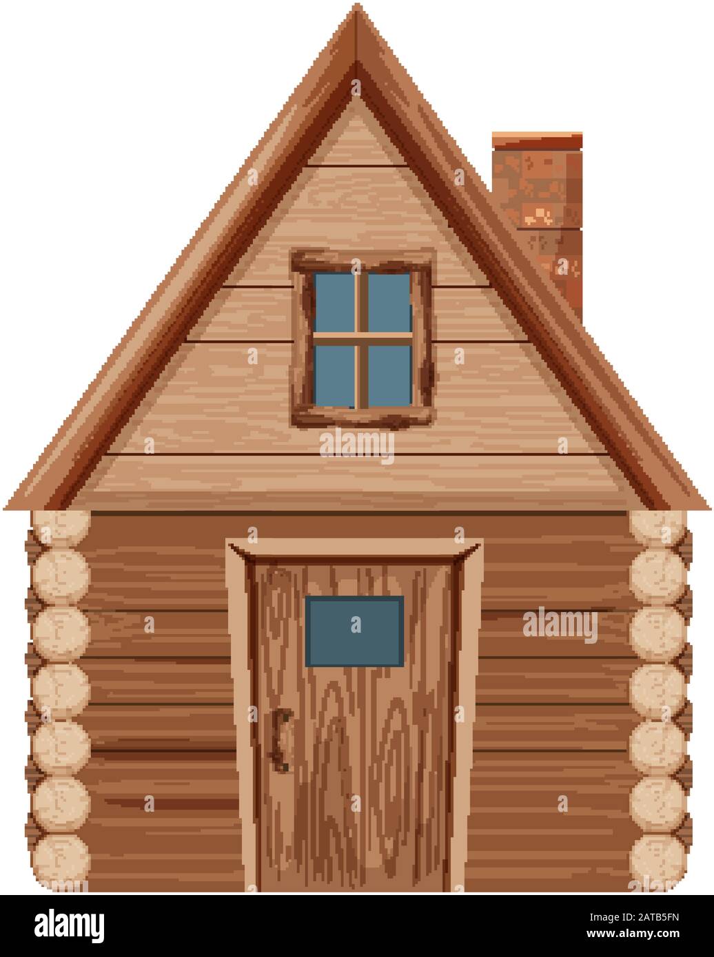 Wooden house with one window and one door illustration Stock Vector ...