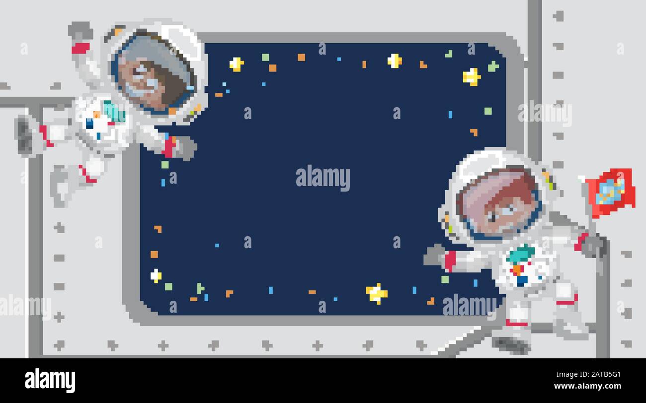 Frame template design with astronauts in background illustration Stock ...