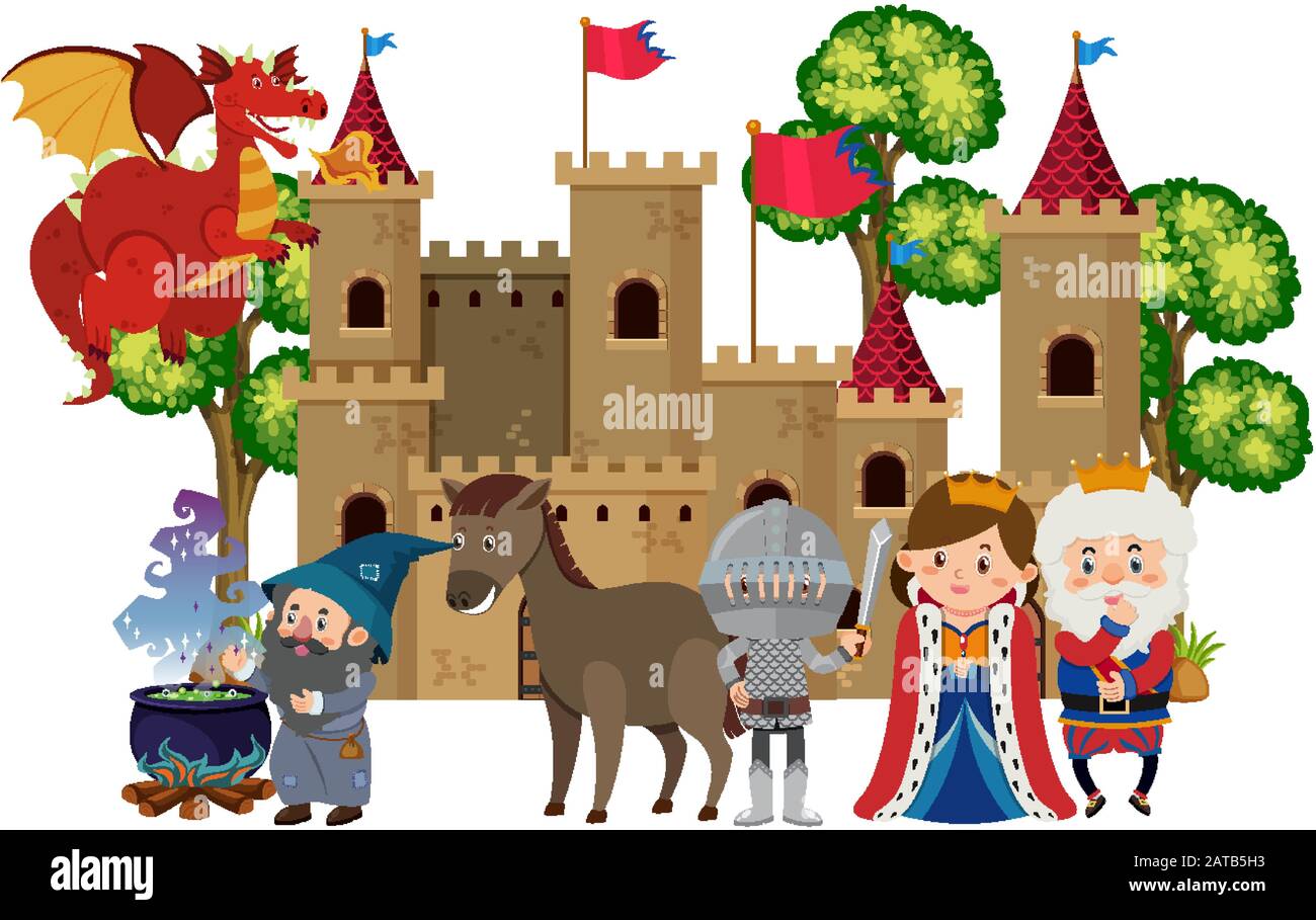 Medieval characters at the castle illustration Stock Vector Image & Art ...