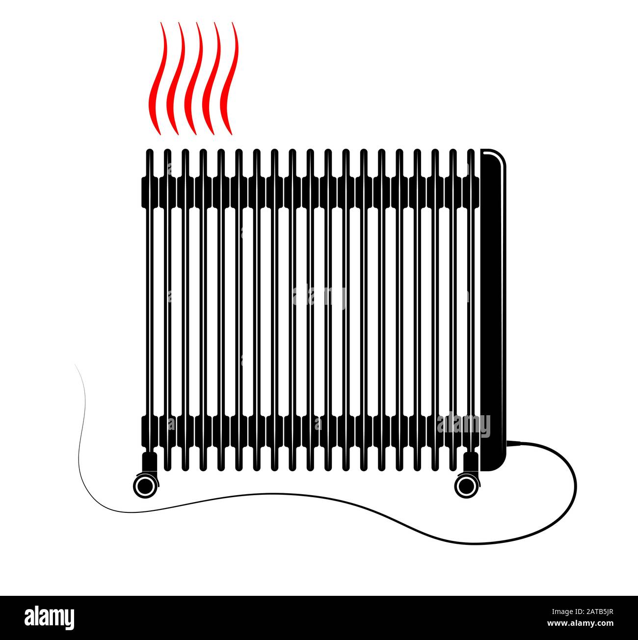 Vector illustration of electric oil heater on white background Stock ...