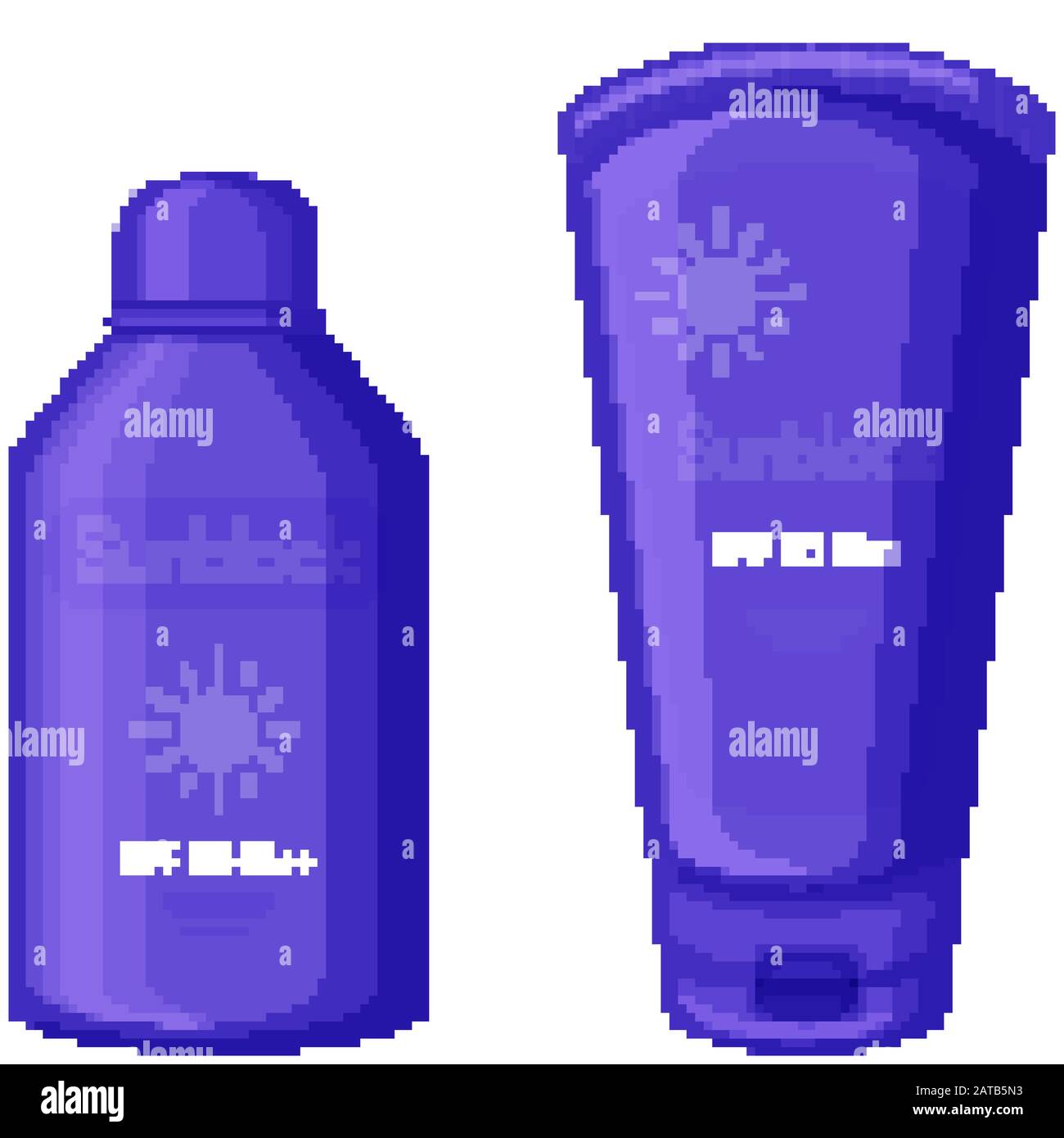 Sunscreen lotion in purple bottle and tube illustration Stock Vector ...