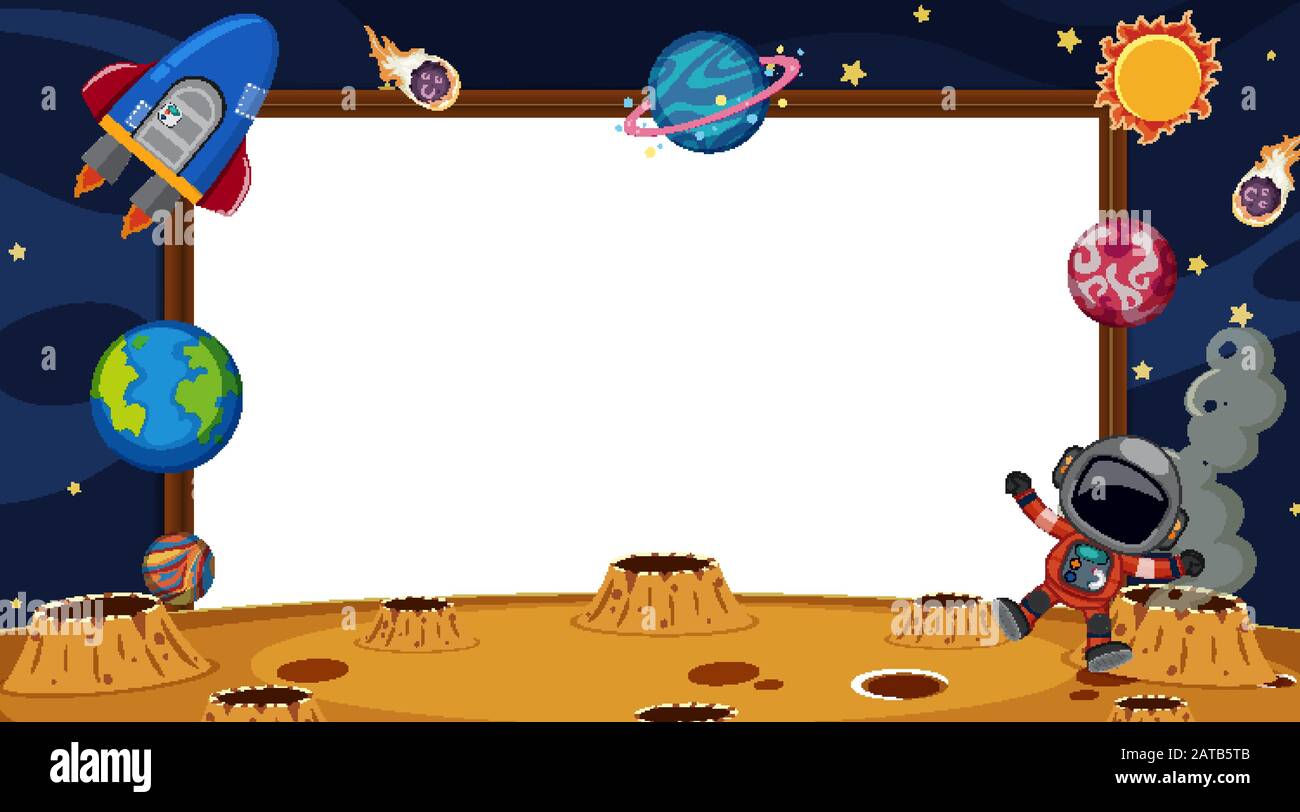 Border template with astronaut and planets in background illustration ...