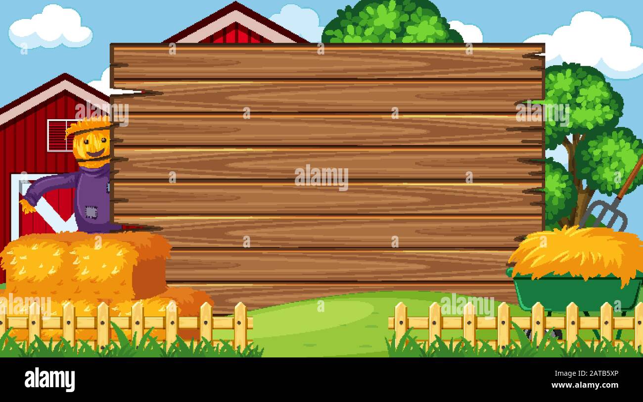 Border template with farm scene in background illustration Stock Vector ...