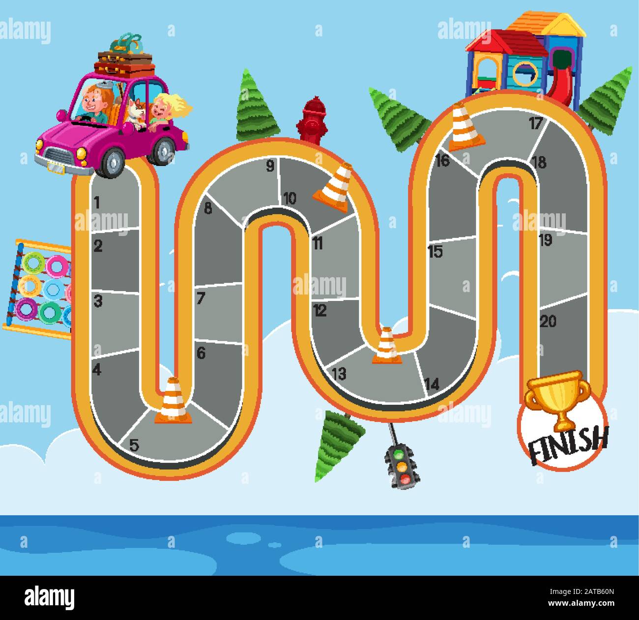 Boardgame design template with people in car illustration Stock Vector ...