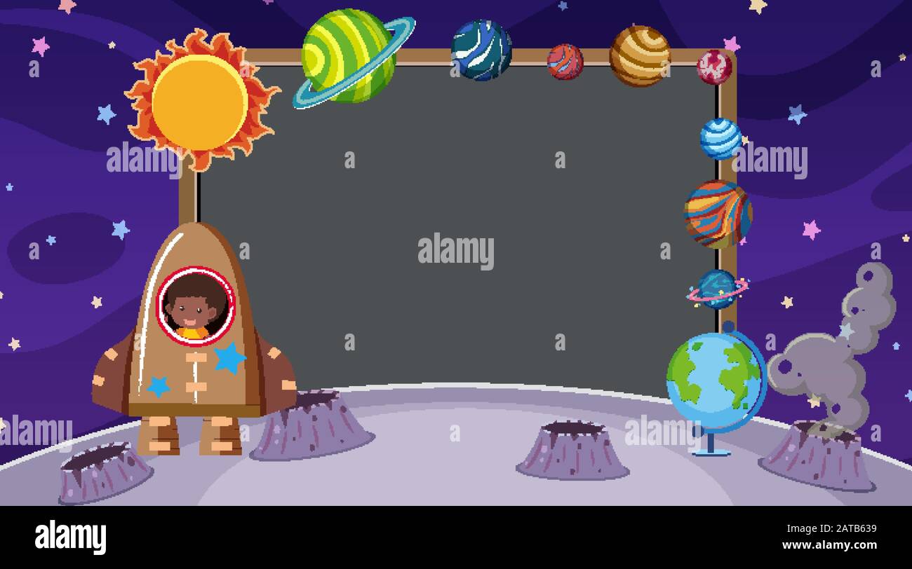 Border template with space theme in background illustration Stock ...