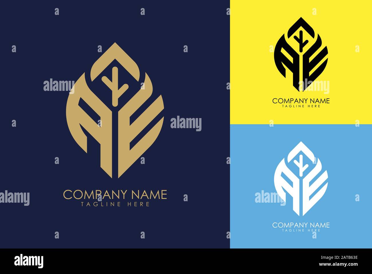 Initial letter A E with abstract leaf logo sign symbol Stock Vector ...