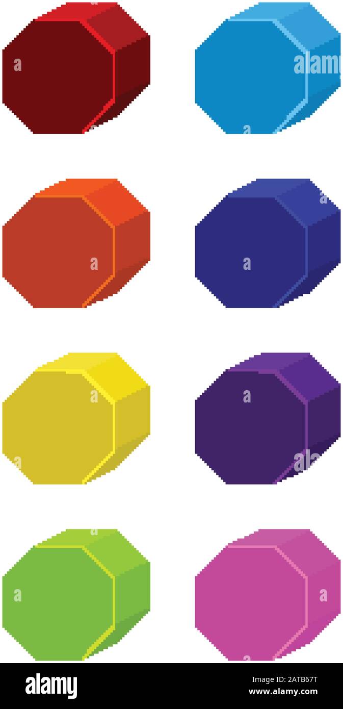 Set of hexagons in many colors illustration Stock Vector Image & Art ...