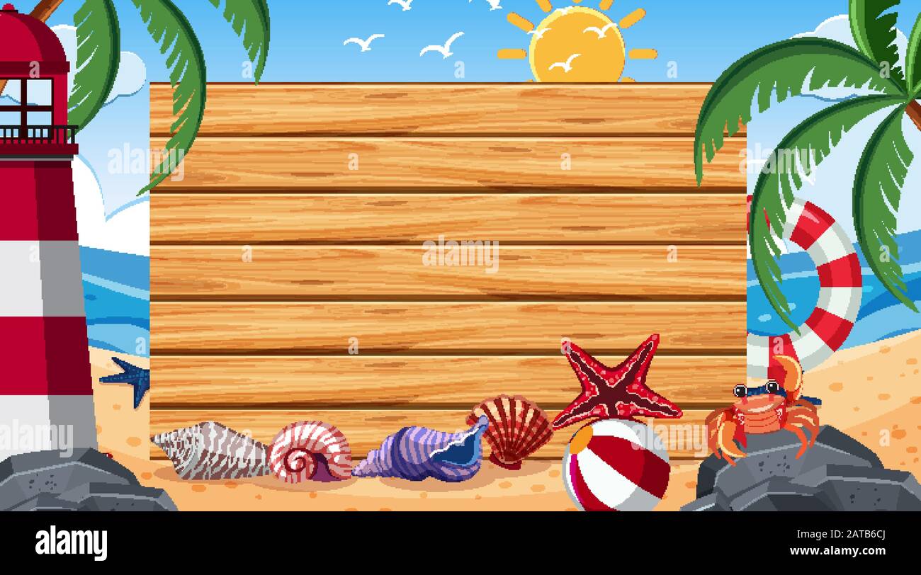 Border template with ocean theme in background illustration Stock ...