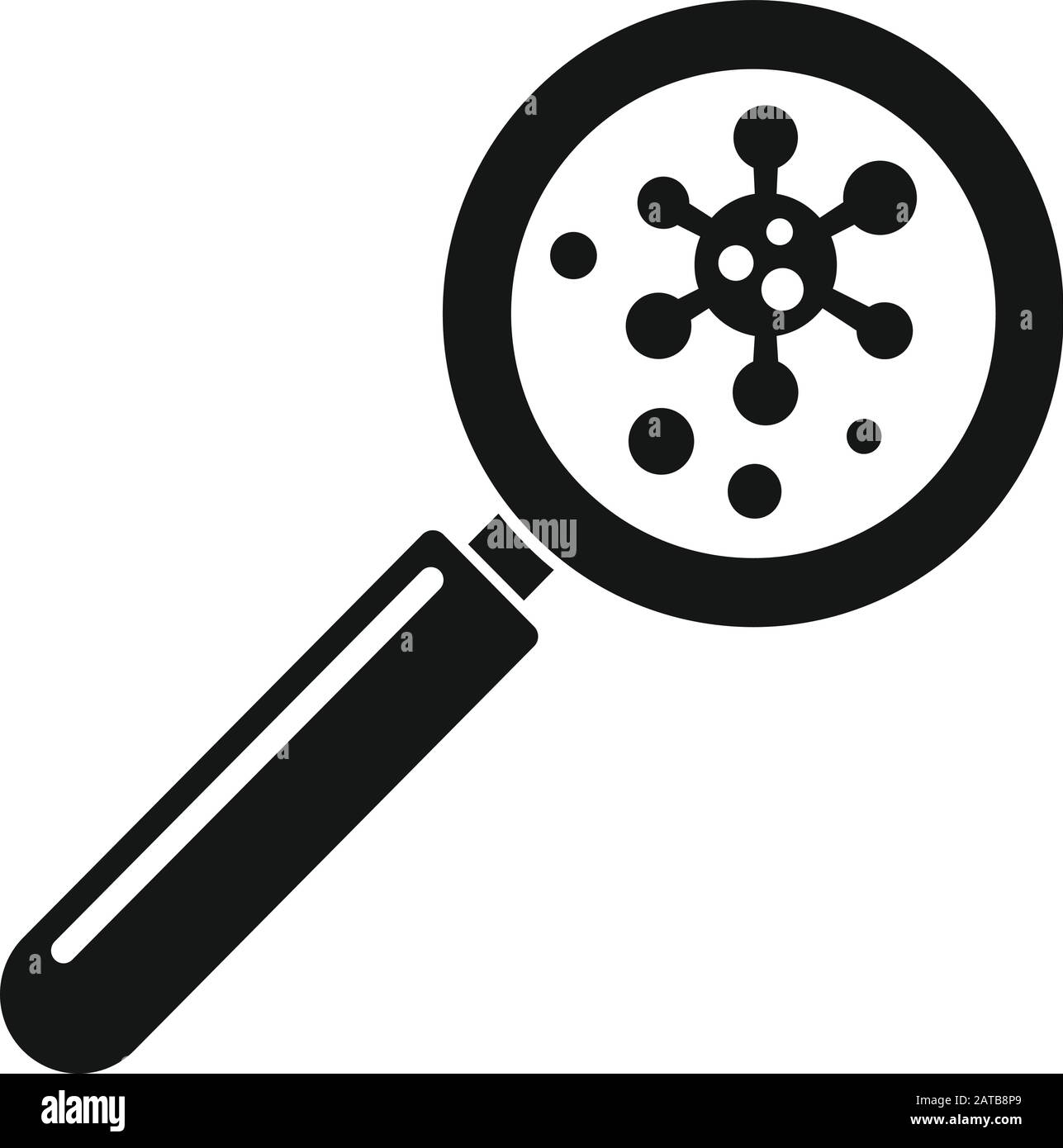 Virus under magnifier icon. Simple illustration of virus under ...