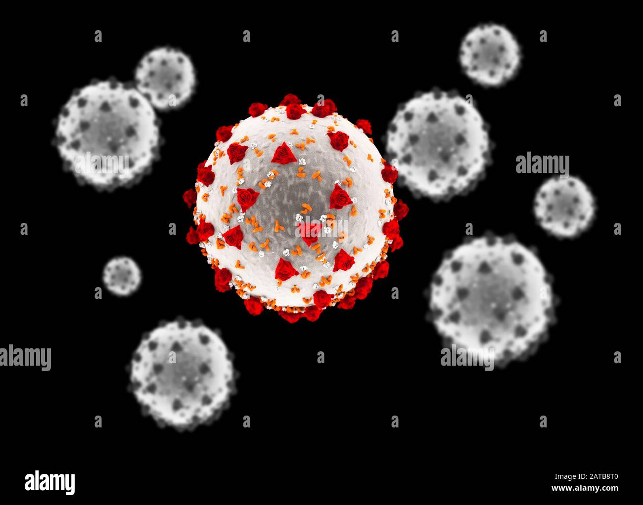 Microscopic view of Coronavirus, a pathogen that attacks the ...