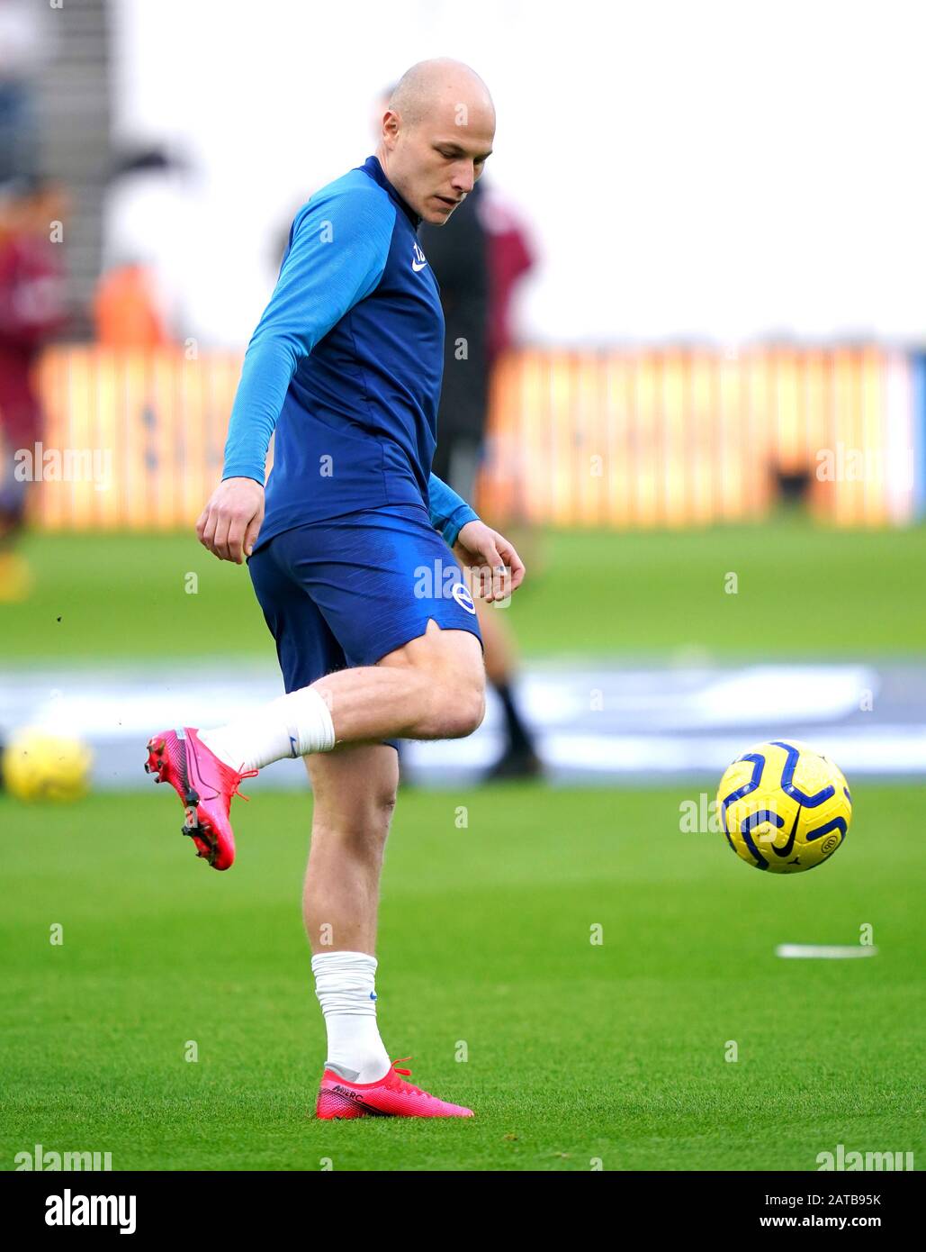 Brighton and Hove Albion's Aaron Mooy during the pre-match warm up ...