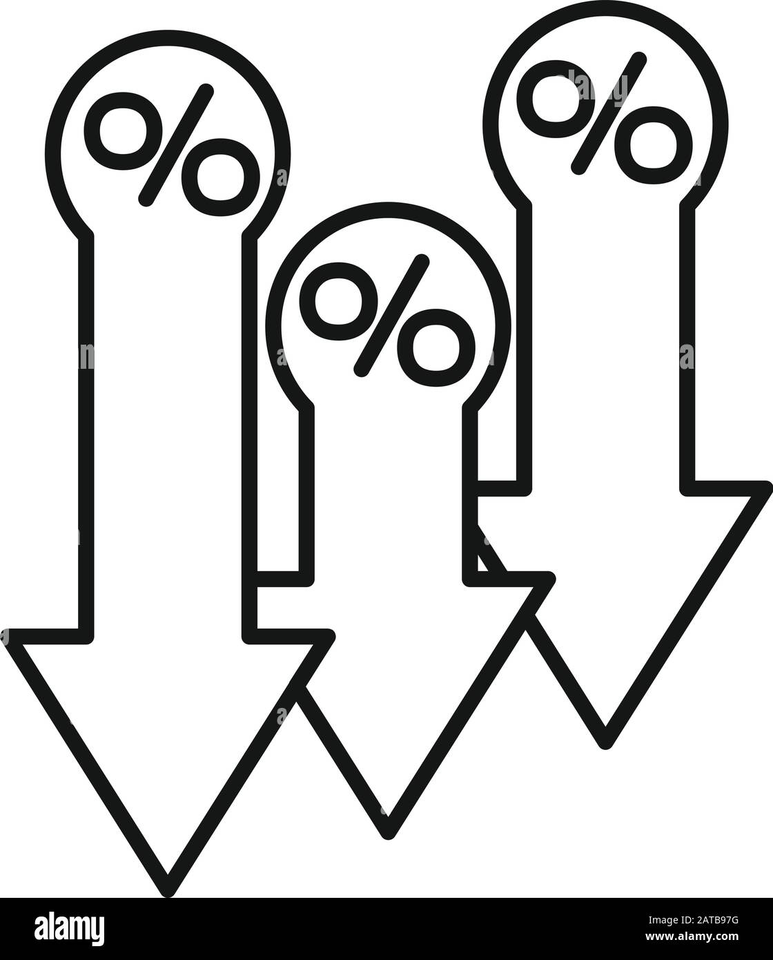 Price drop sales icon. Outline price drop sales vector icon for web ...