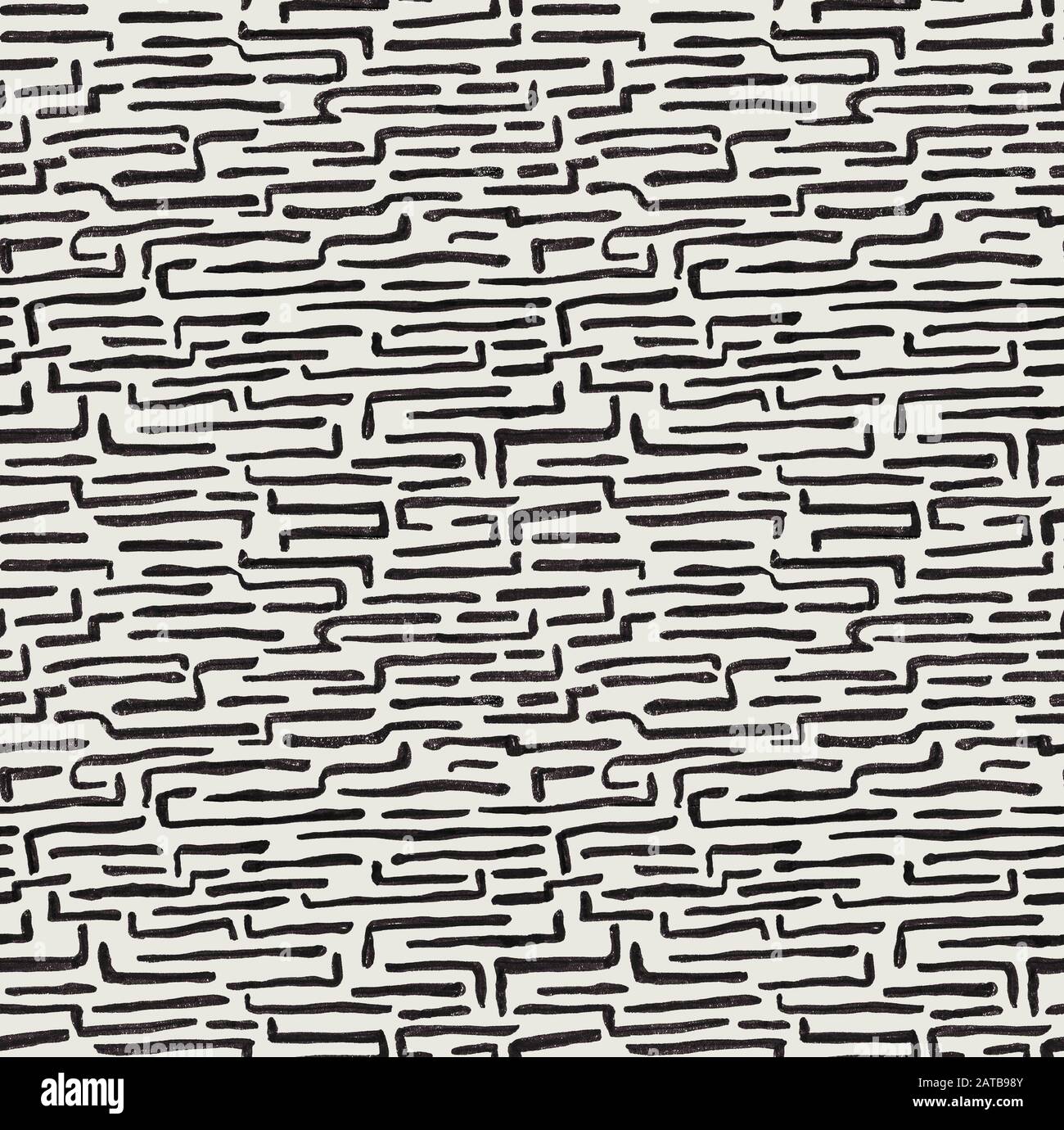 Hand made seamless abstract black strokes pattern on white background ...