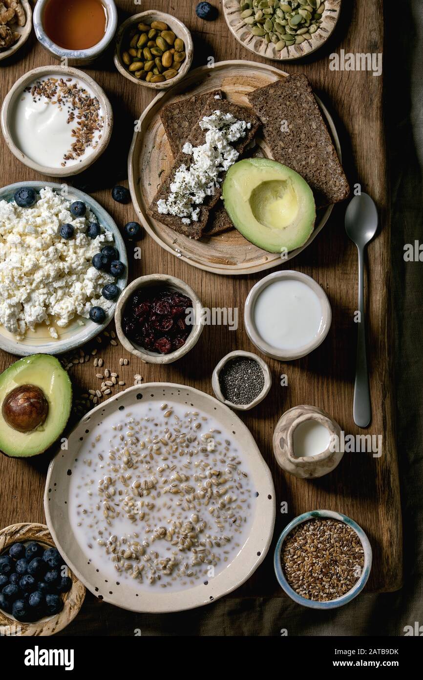 Healthy breakfast variety Stock Photo - Alamy