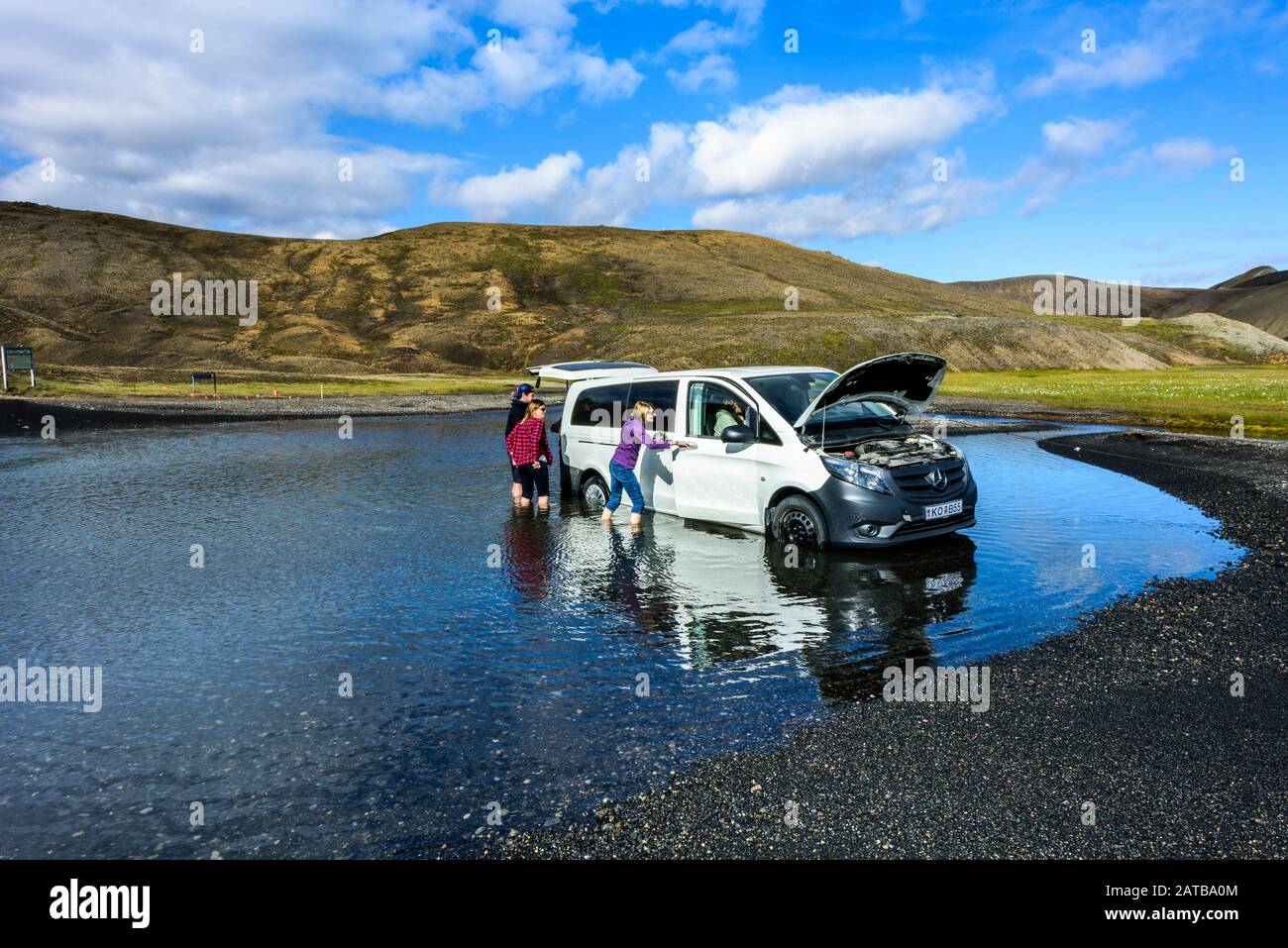 LANDMANNALAUGAR, ICELAND - AUGUST 6, 2019: Merzedes Vito car with ...