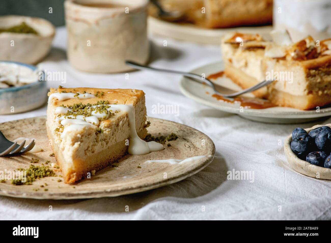 Pieces of cheesecake Stock Photo - Alamy
