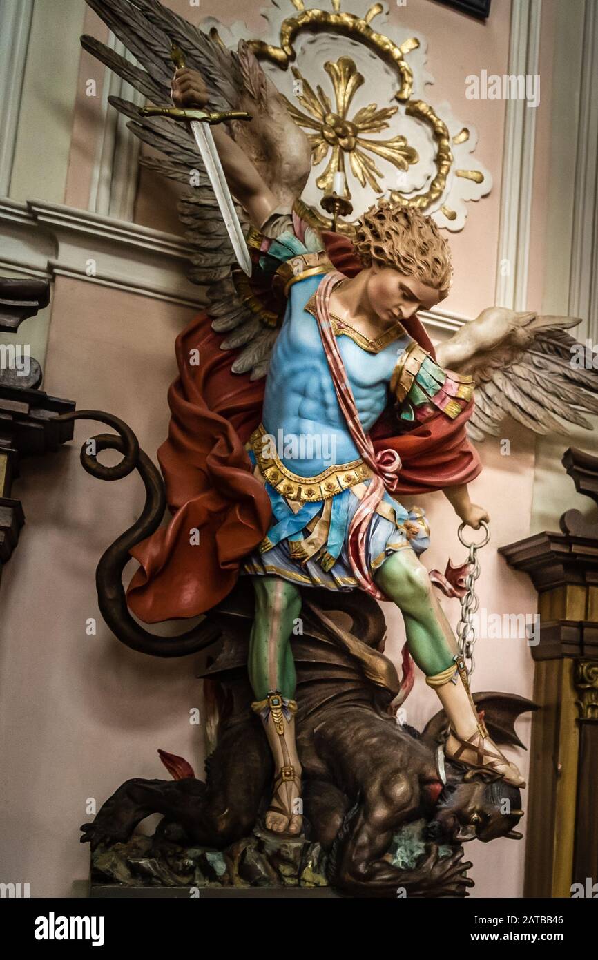 BADIA (BZ), february 10, 2019: light is enlightening statue of the ...