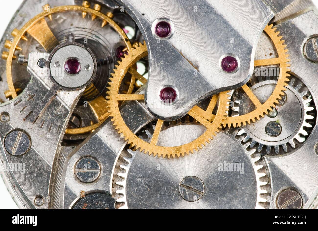 Detail of old wristwatch mechanism Stock Photo - Alamy