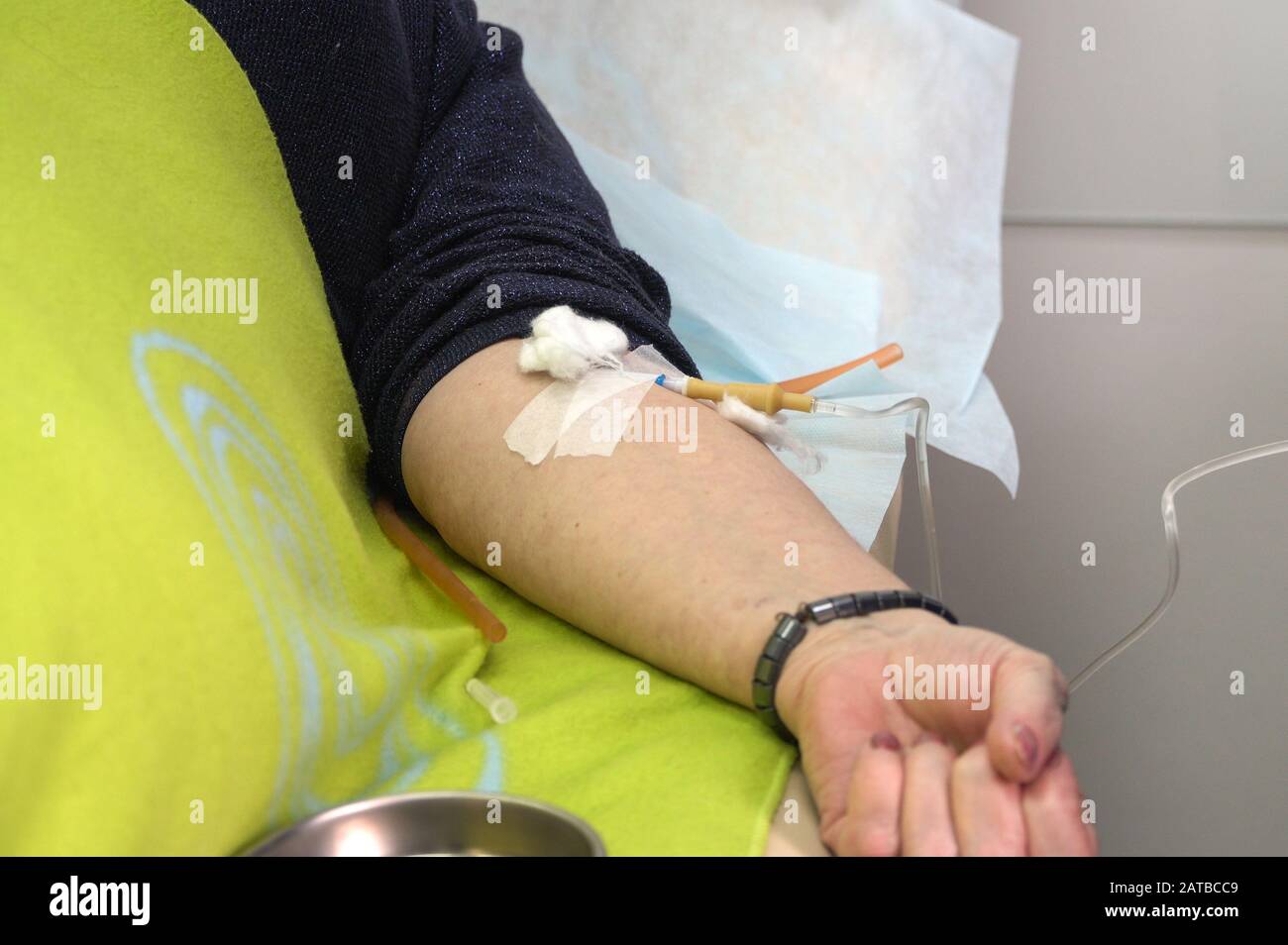 The doctor puts the patient on a dropper with saline and antibiotics ...