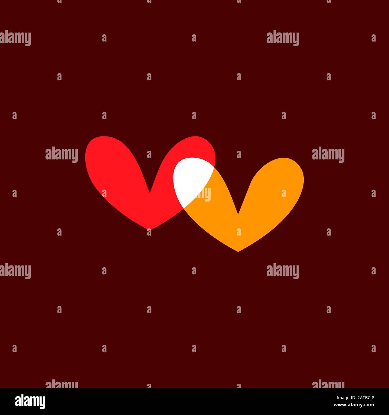Two red overlapping heart hi-res stock photography and images - Alamy