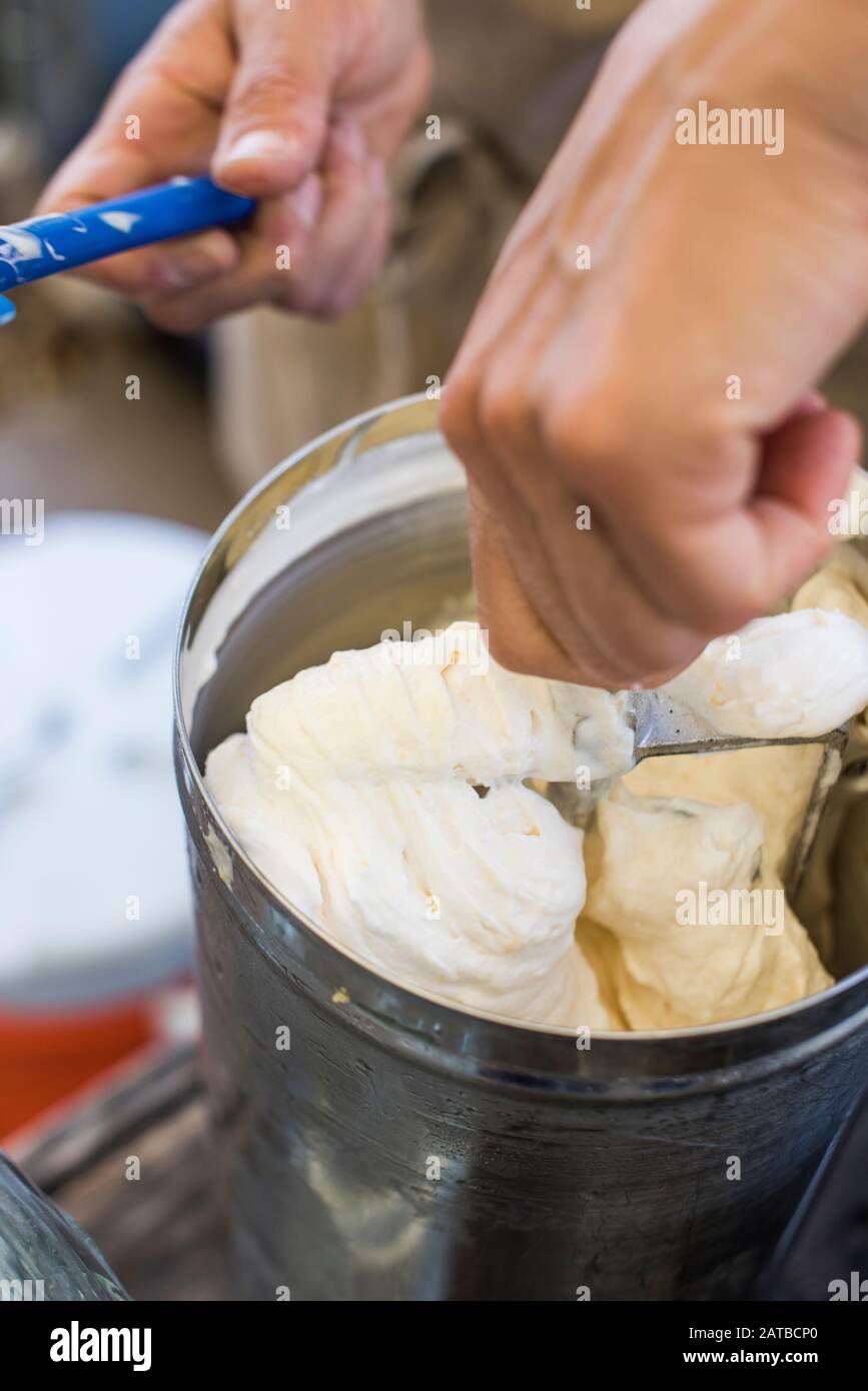 Making fresh homemade ice cream Stock Photo - Alamy