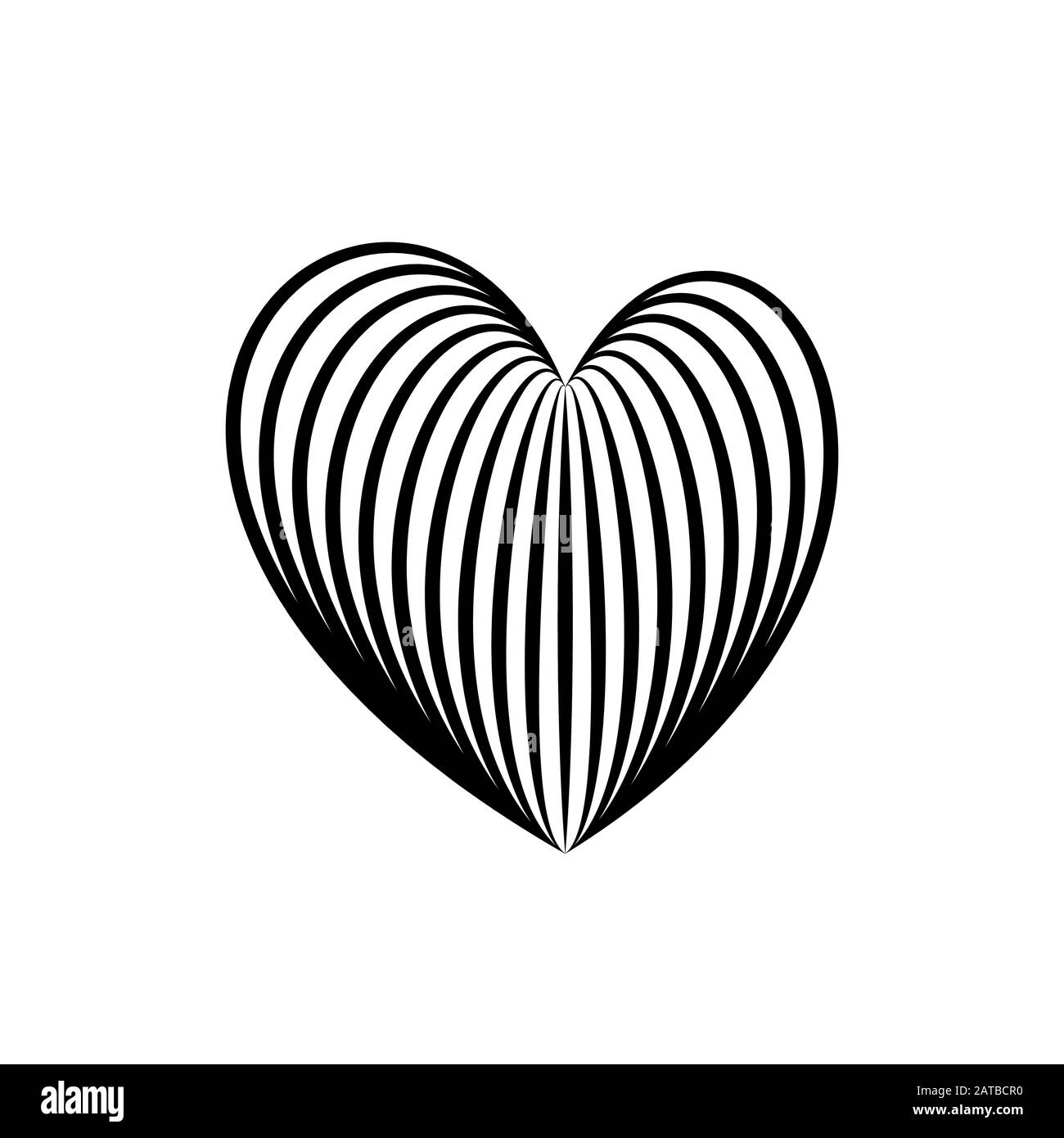 Creative linear heart icon. Love symbol in engraving style or etching ...