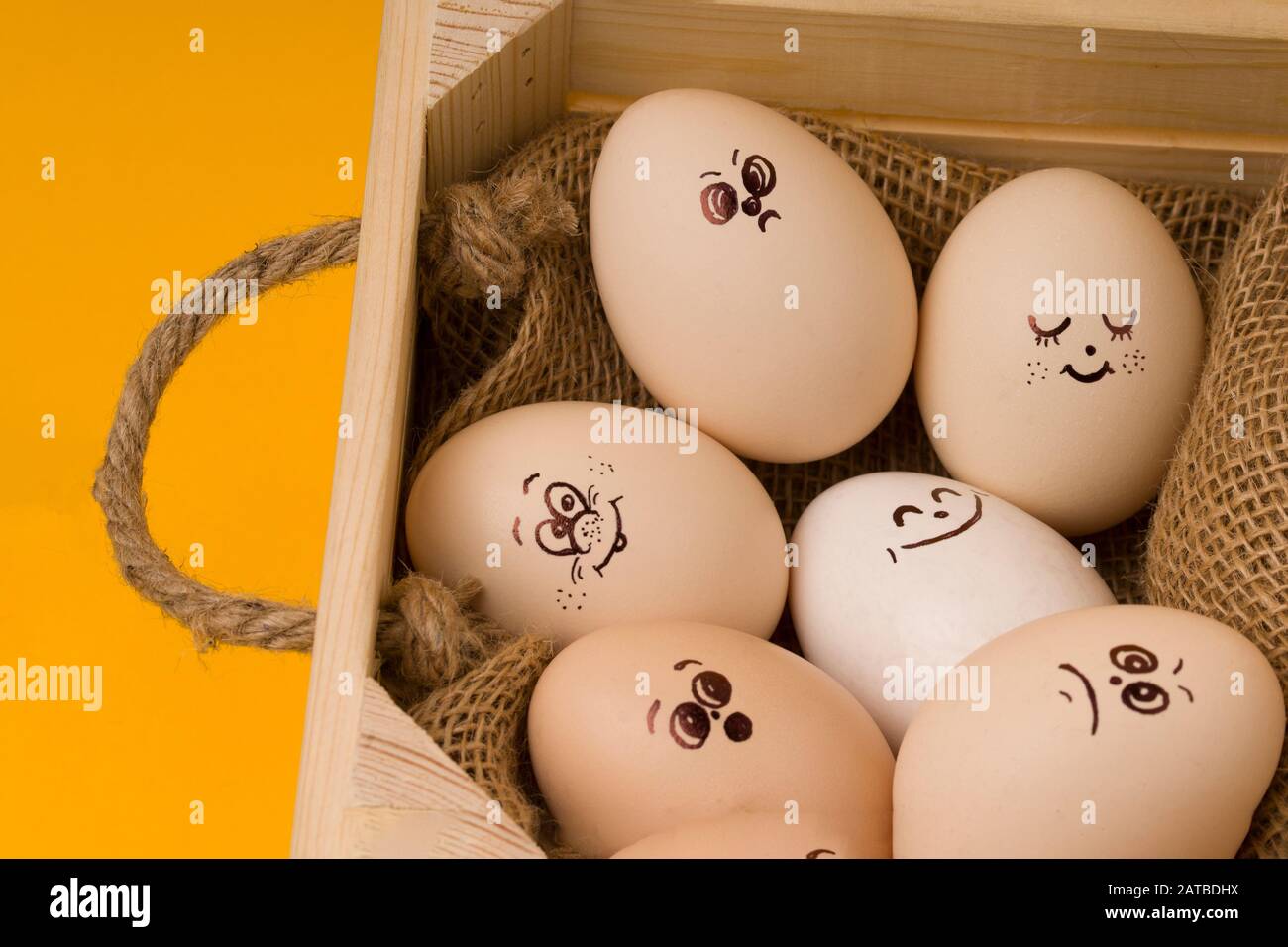 Set design emotional eggs for Happy Easter on yellow background ...