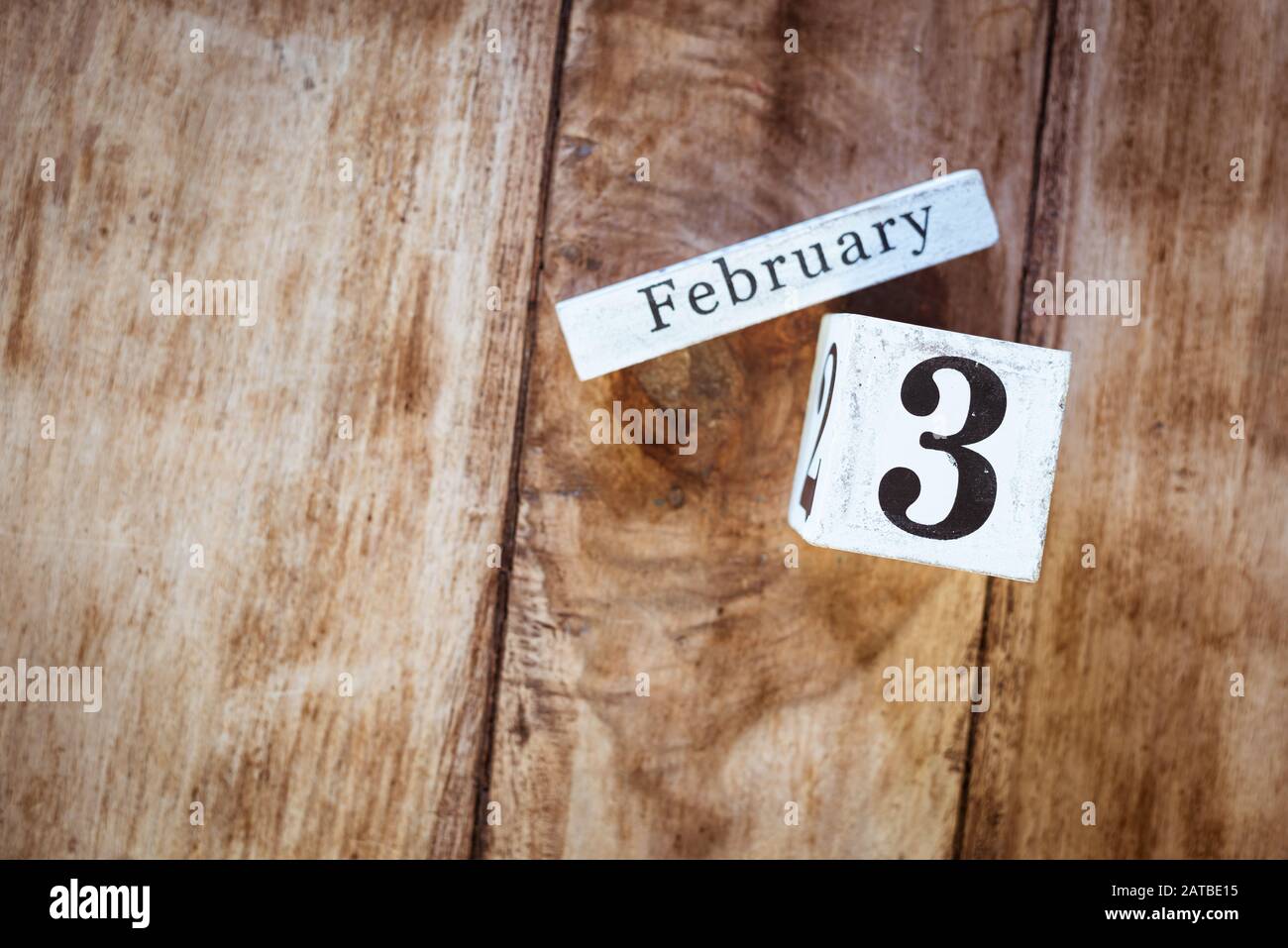February 3rd. Day 3 of February month, white calendar blocks on vintage ...