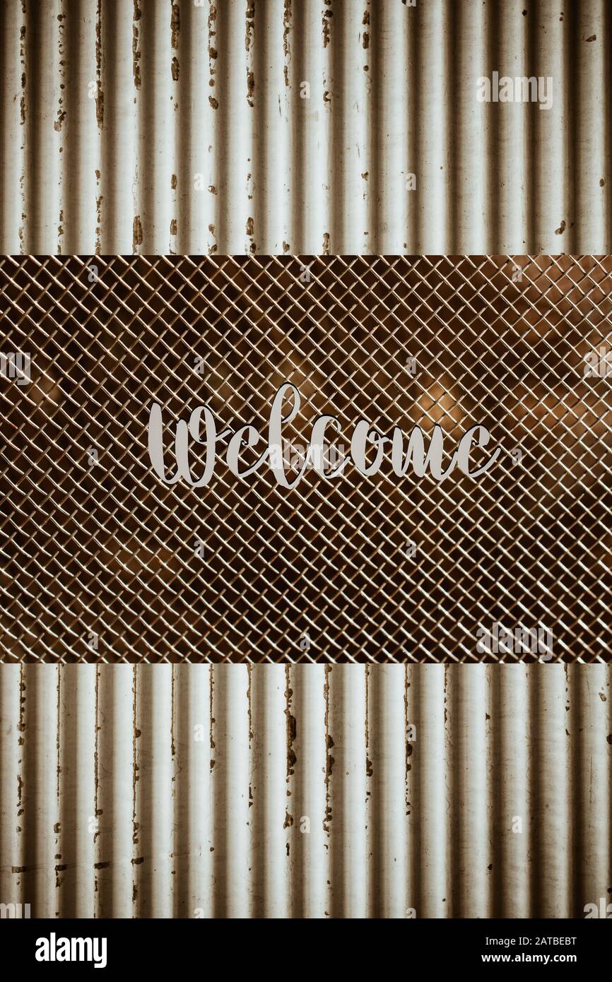 Welcome wording on sign board on background for business concept Stock ...