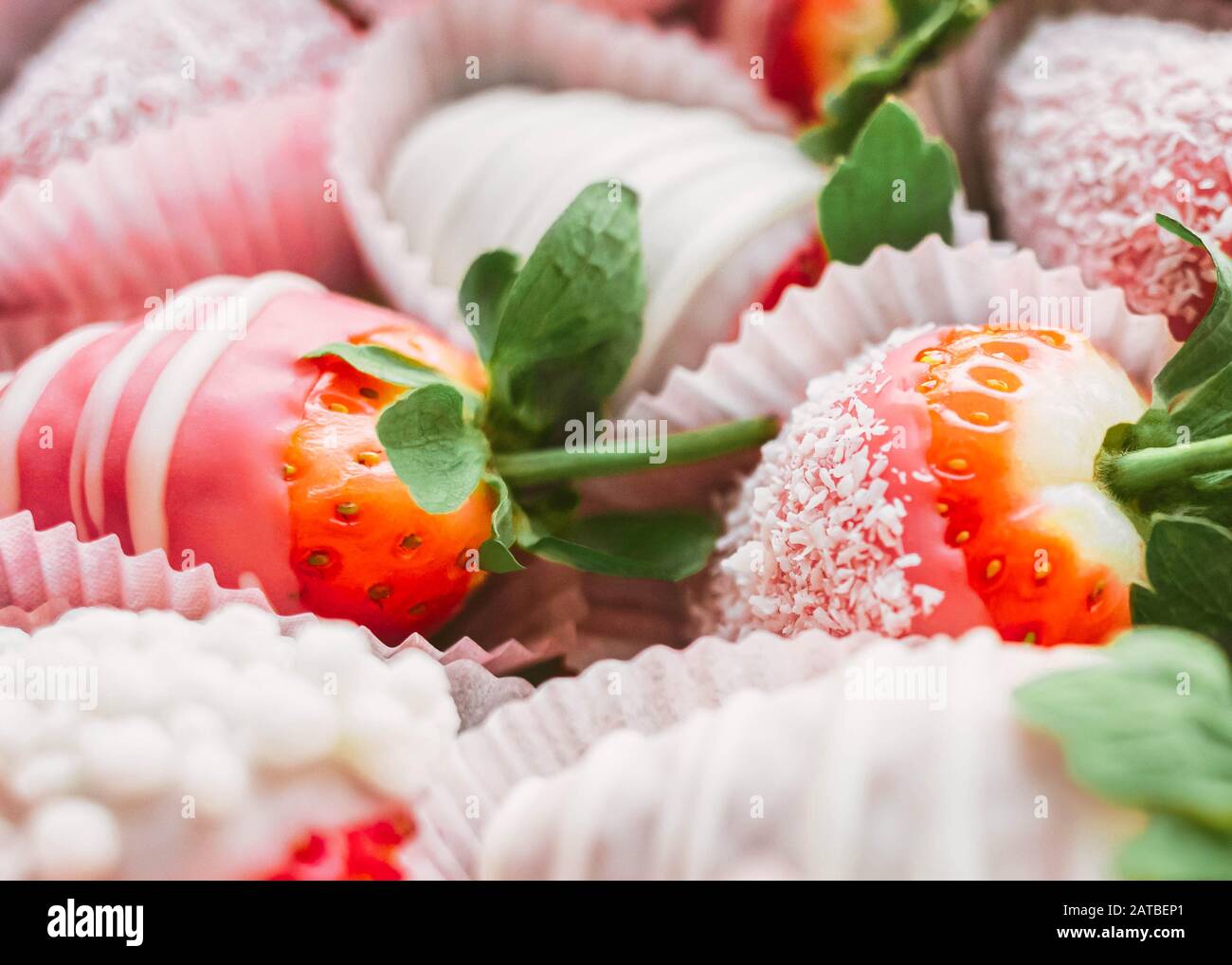 Strawberries dipped in chocolate Close-up photo of strawberry sweets in ...