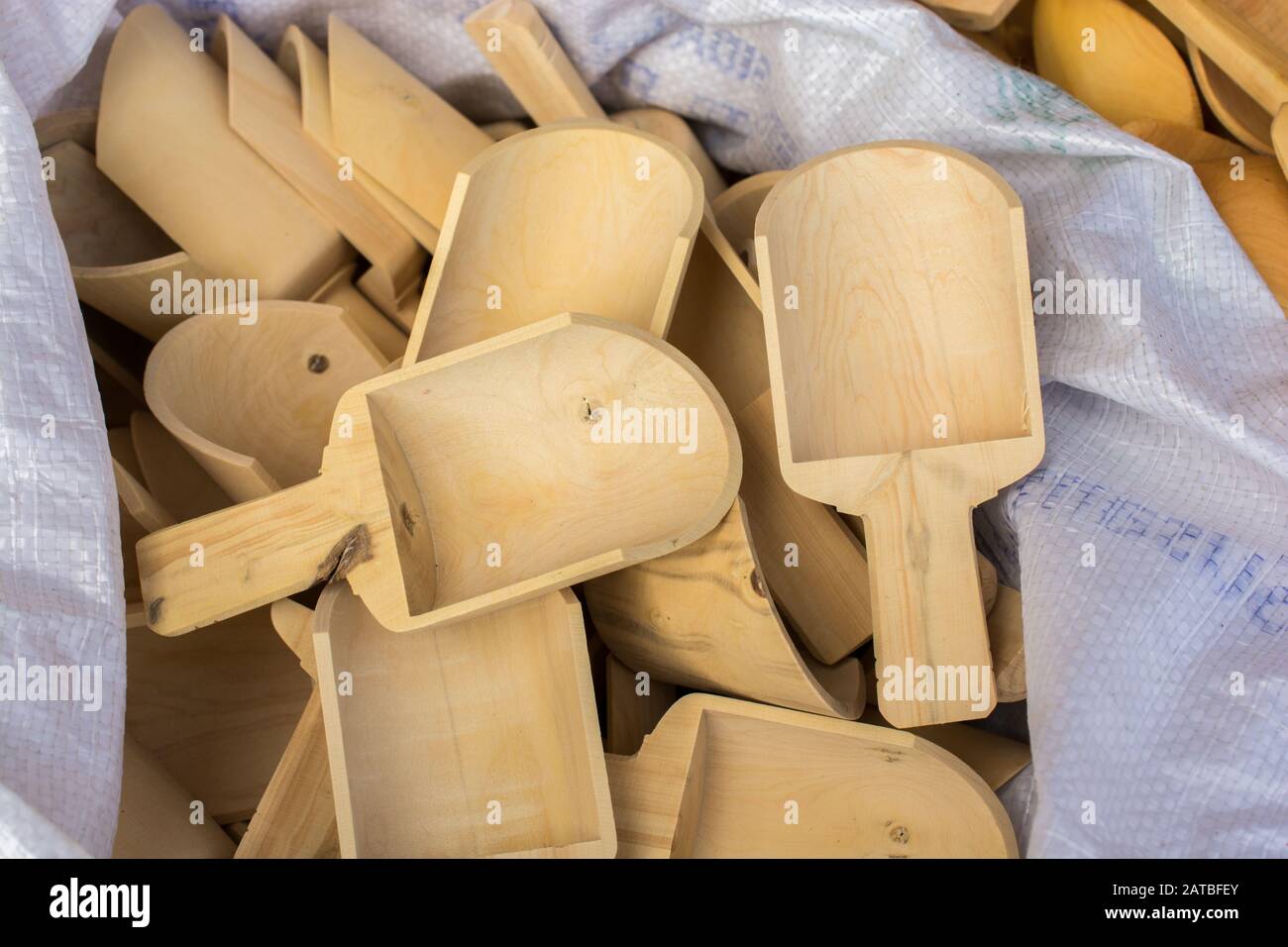 Handmade wooden kitchen utensils spoons wooden kitchen items Stock ...