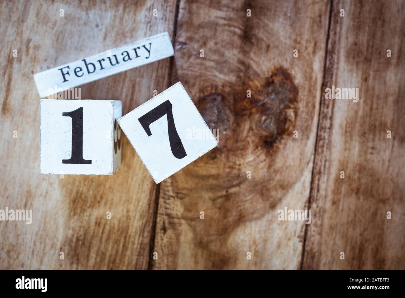 February 17th. Day 17 of February month, white calendar blocks on ...
