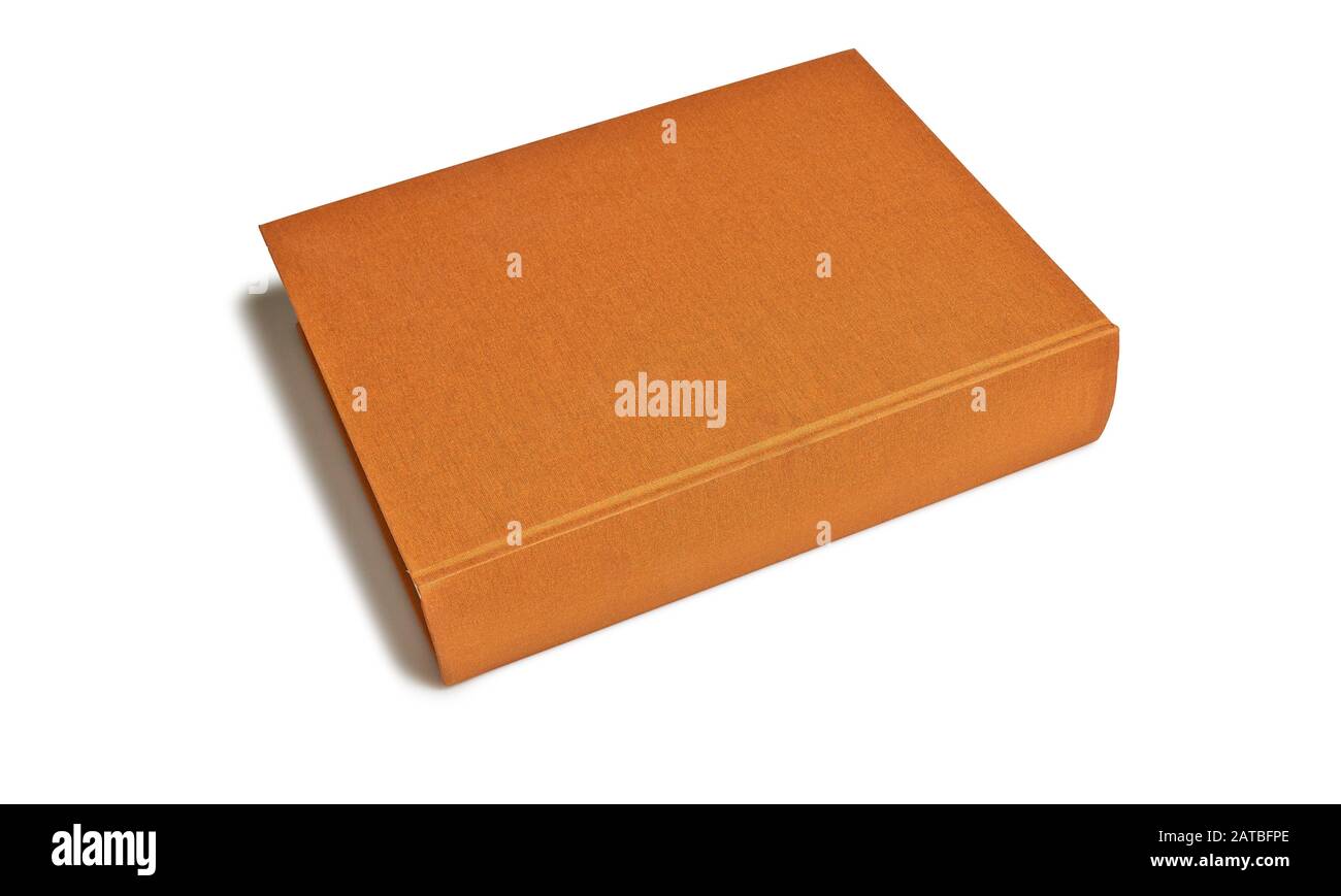 Closed brown big book with hardcover isolated on white with clipping ...