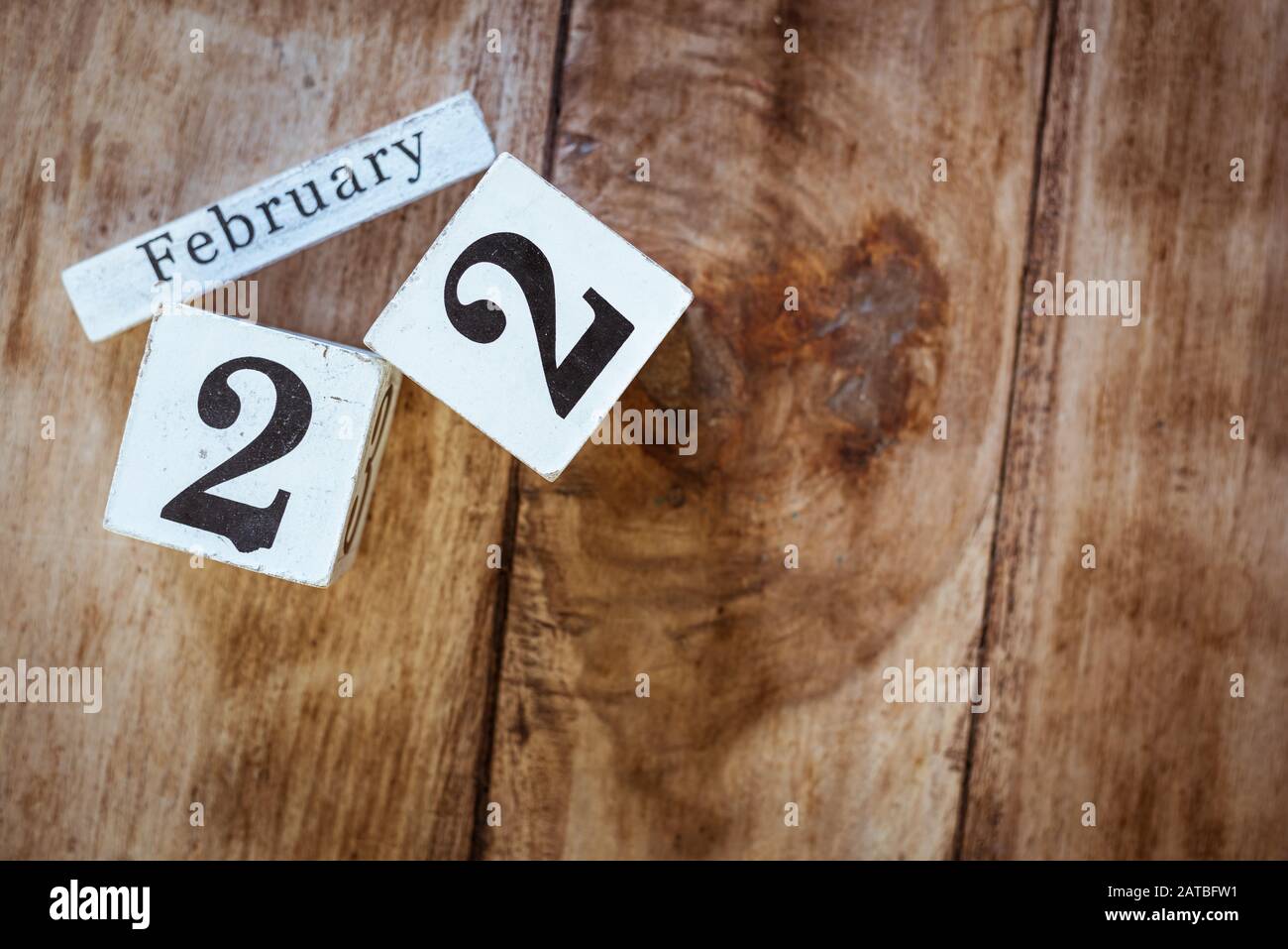 February 22nd. Day 22 of February month, white calendar blocks on ...