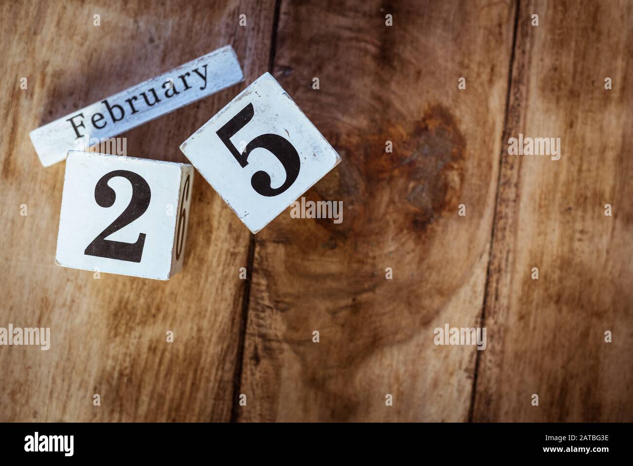 February 25th. Day 25 of February month, white calendar blocks on ...